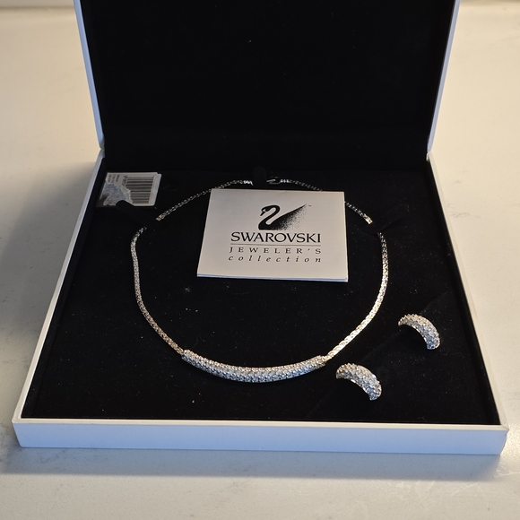 Swarovski | Jewelry | Swarovski Silver Necklace With Crystal Accents ...